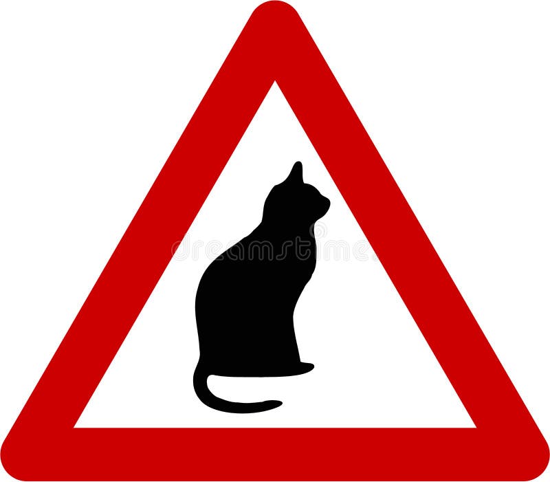 Warning sign with cat stock illustration. Illustration of zone - 101263048