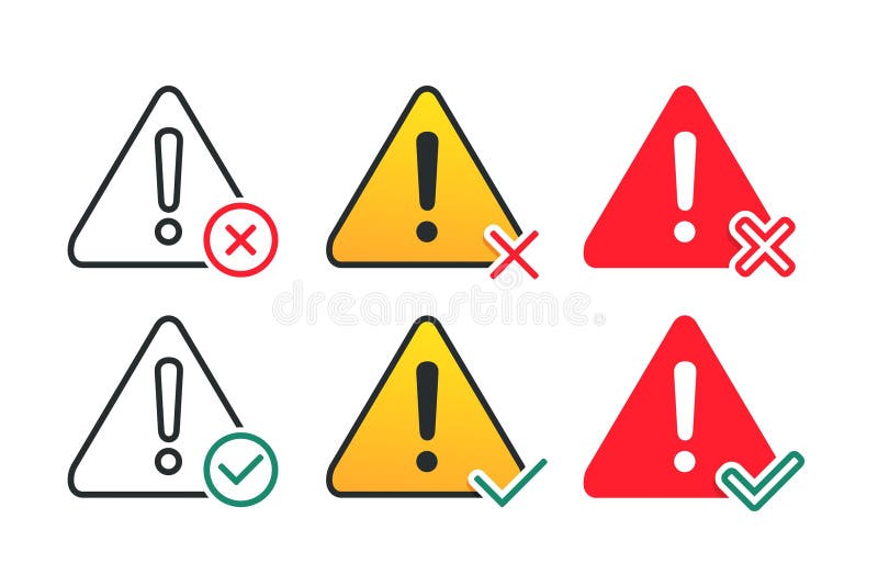 Warning Sign with Check Mark. Ilustration Vector Stock Vector ...