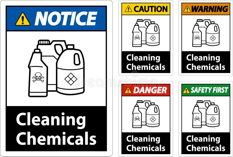 Warning Sign Cleaning Chemicals Sign on White Background Stock Vector ...