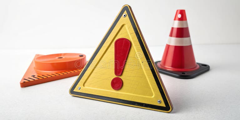 Warning Sign Composition Triangle, Cone, Exclamation Mark, Safety ...