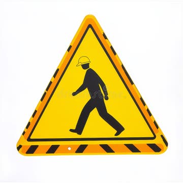 Warning Sign with Construction Worker Icon, Vector Illustration. Eps 10 ...