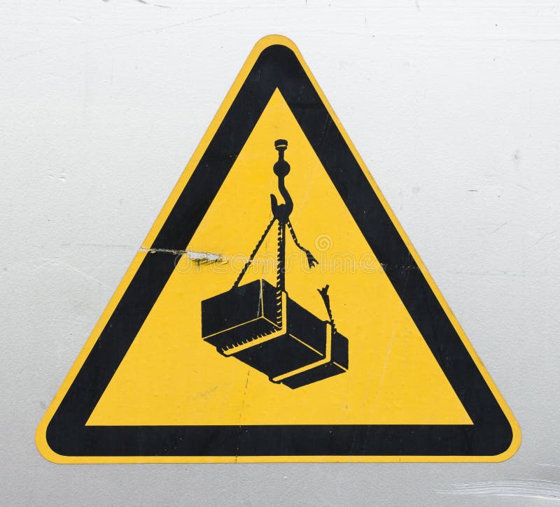 Warning sign for cranes stock photo. Image of black, risk - 36093628