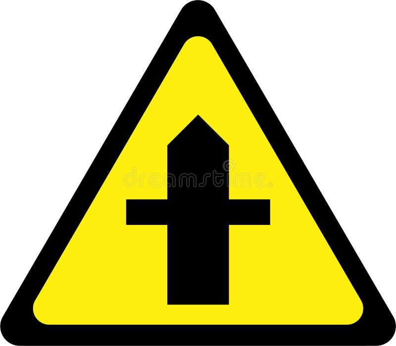 Warning Sign with Crossroads Stock Illustration - Illustration of ...