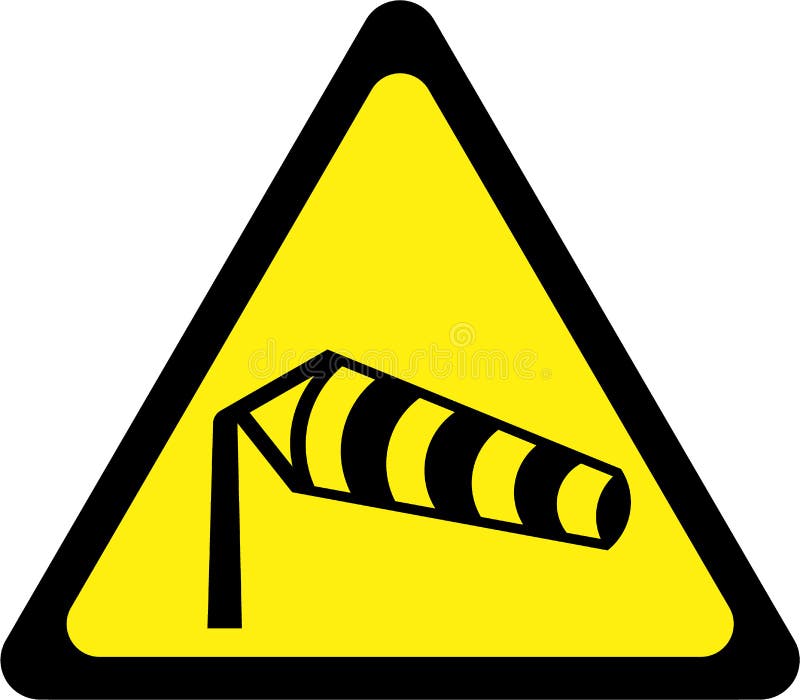 Warning Sign with Crosswinds Stock Illustration - Illustration of ...