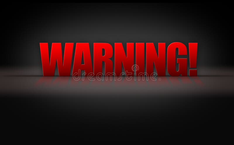 Warning Sign 3D Letters on Black Background Stock Illustration ...