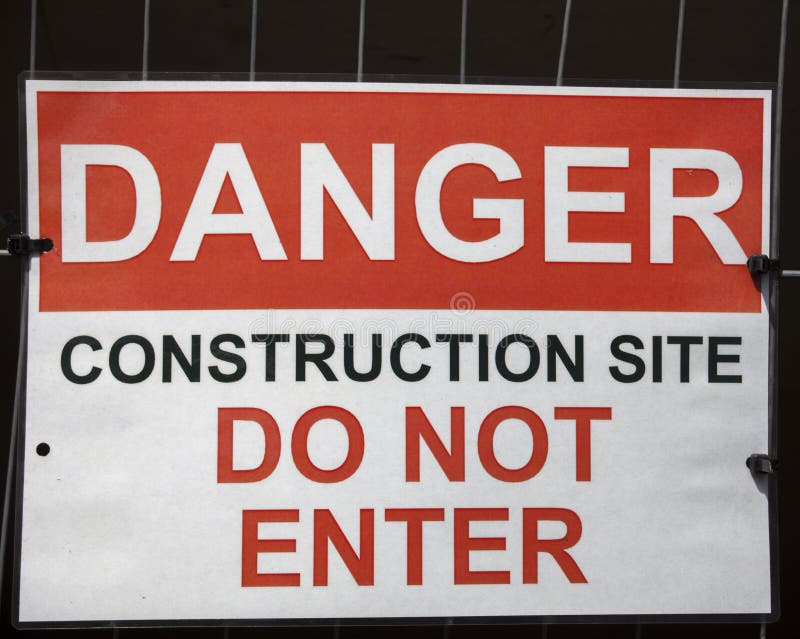 Warning Sign Danger Construction Stock Image - Image of protection ...