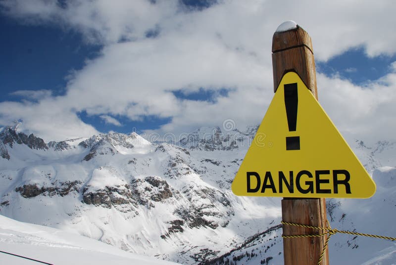Warning Sign for Danger in the Mountain Stock Image - Image of ...