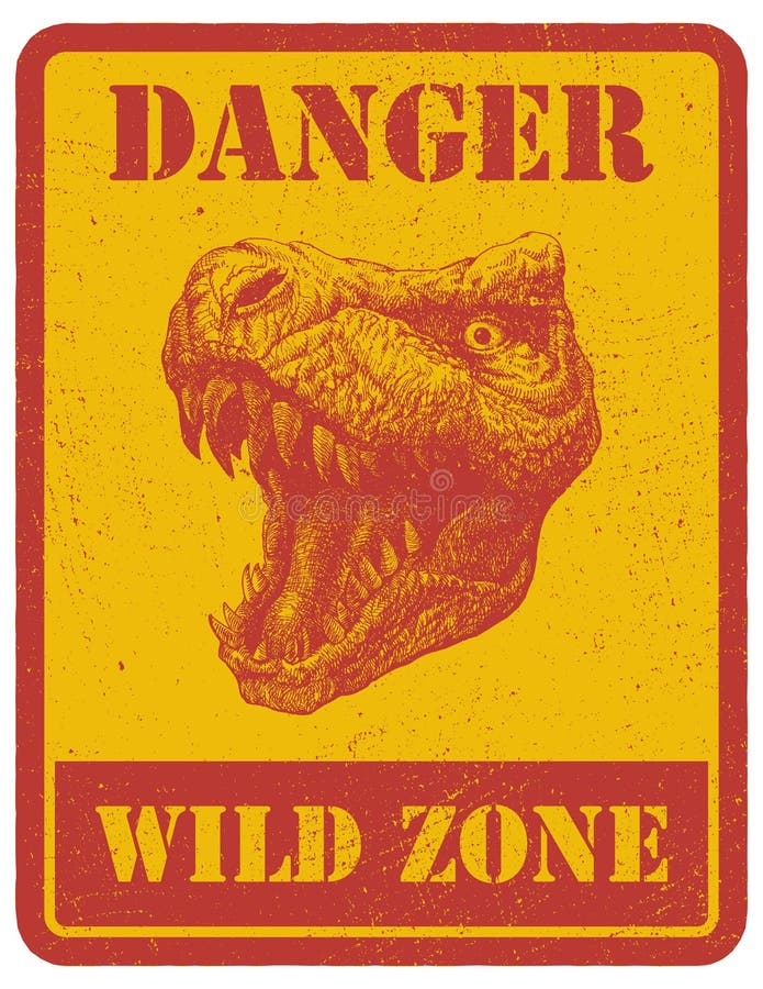 Warning Sign. Danger Signal with Dinosaur. Eps 8 Stock Vector ...