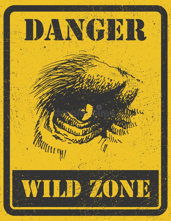 Warning Sign. Danger Signal with Dinosaur Stock Illustration ...