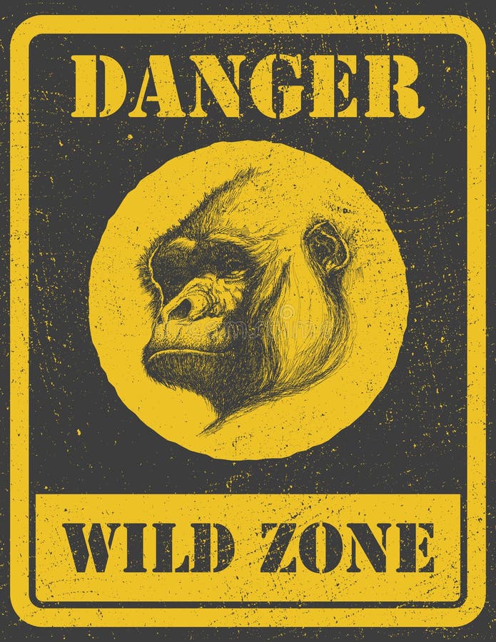 Warning Sign. Danger Signal with Dinosaur Stock Illustration ...