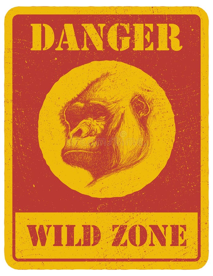 Warning Sign. Danger Signal with Gorilla. Eps 8 Stock Vector ...