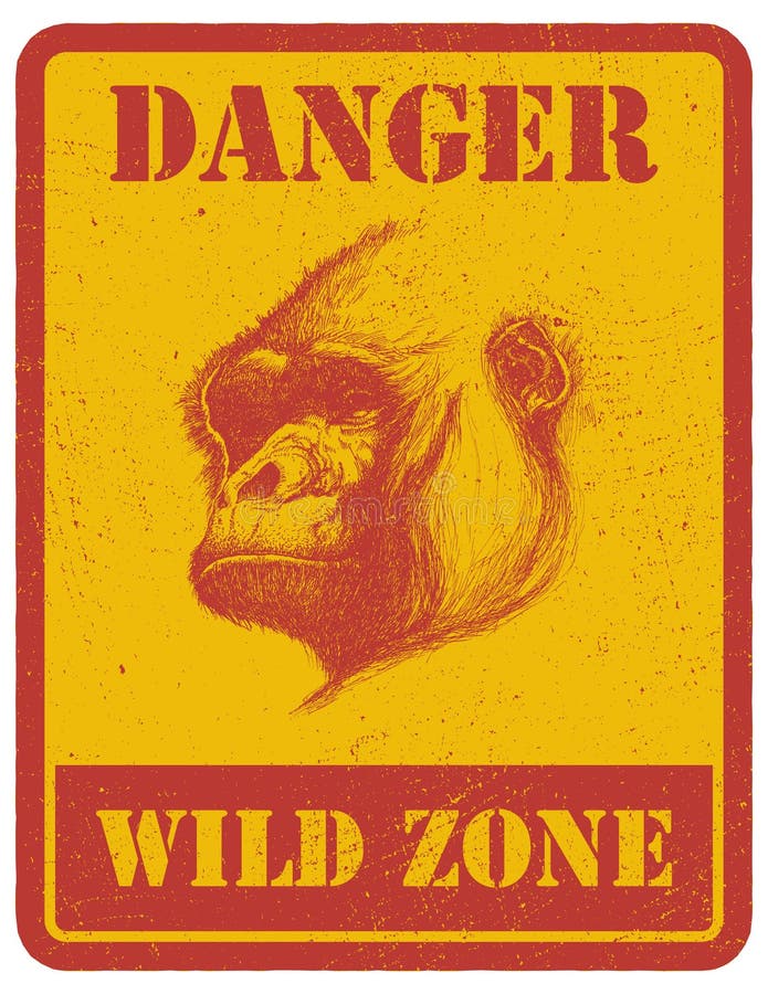 Warning Sign. Danger Signal with Gorilla. Eps 8 Stock Vector ...