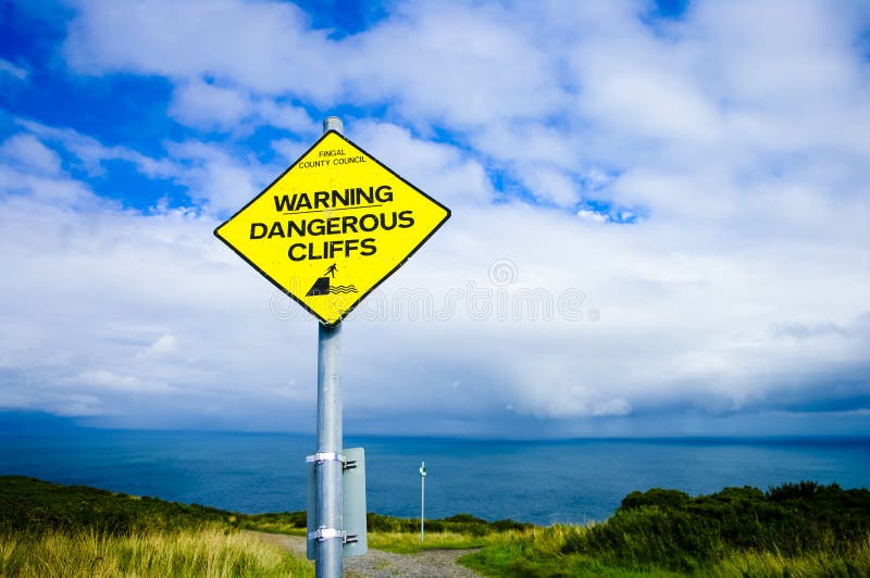 Warning Sign for Dangerous Cliffs Stock Photo - Image of ireland ...