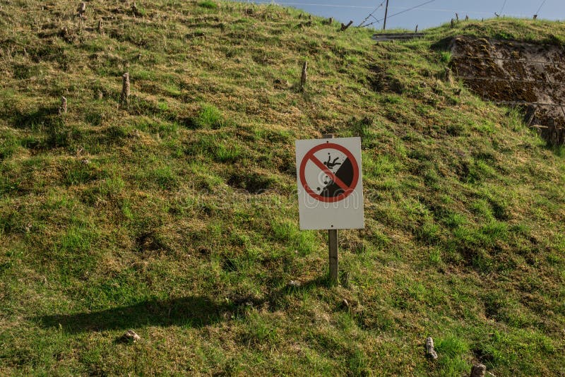 Warning Sign Do Not Fall Off a Cliff, from a Mountain Stock Photo ...