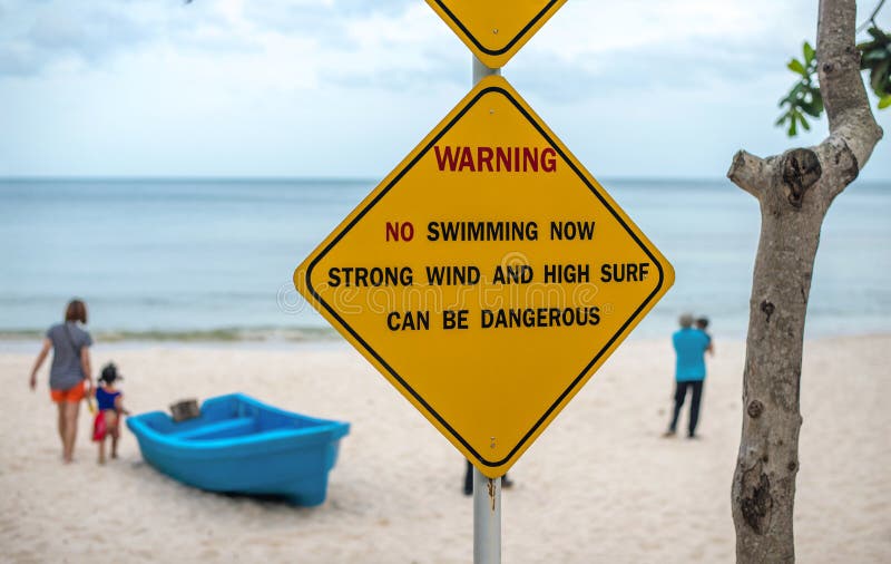 Warning Sign, Do Not Swimming at the Beach Stock Image - Image of park ...