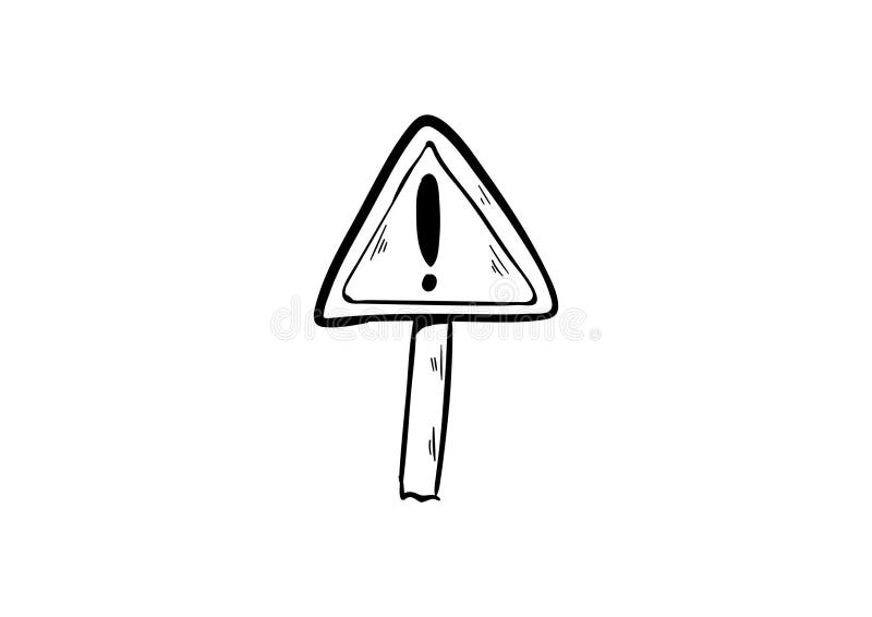 Warning Sign Doodle Icon Vector Black Stock Illustration - Illustration ...