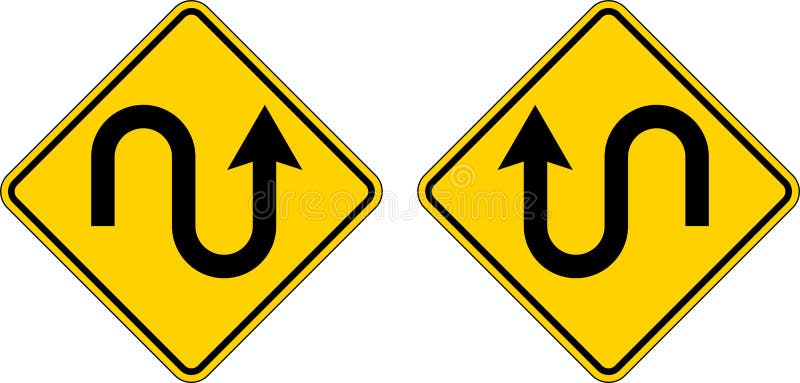 Warning Sign Double Curve Symbol on White Background Stock Vector ...