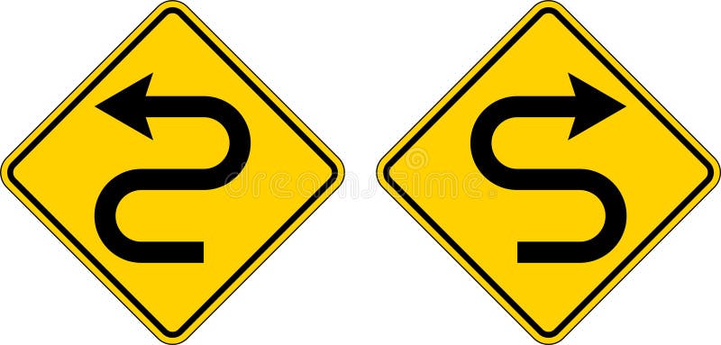 Warning Sign Double Curve Symbol on White Background Stock Vector ...