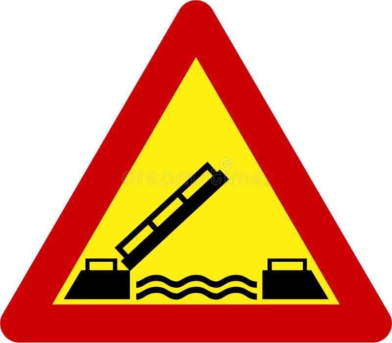 Warning Sign with Drawbridge Stock Illustration - Illustration of alert ...