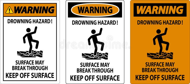 Warning Sign Drowning Hazard - Surface May Break through, Keep Off ...