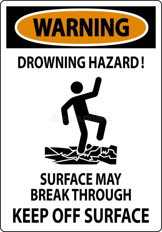Warning Sign Drowning Hazard - Surface May Break through, Keep Off ...