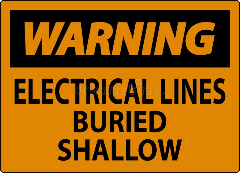 Warning Sign Electrical Lines, Buried Shallow on White Bacground Stock ...