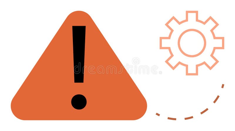 Warning Sign with Exclamation Mark and Gear Indicating System Alert or ...