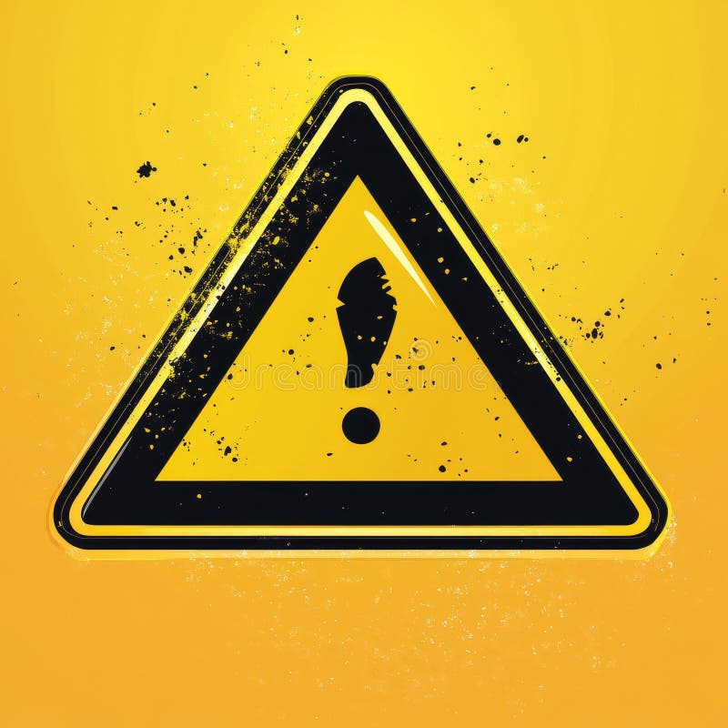 Warning Sign with Exclamation Mark on Yellow Background, Grunge Vector ...