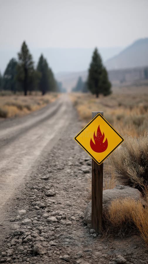 Warning Sign for Extreme Fire Danger on Dry, Dusty Road Stock ...