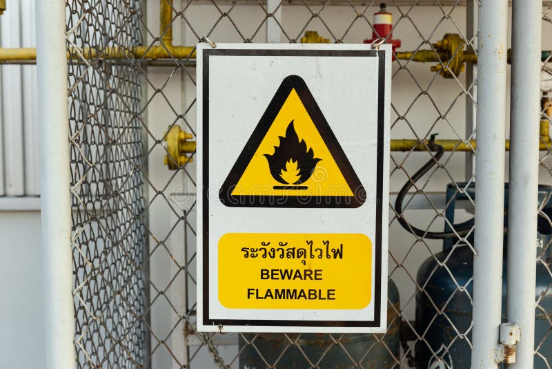 Warning Sign in the Factory Isolated on White Back Ground Stock Image ...