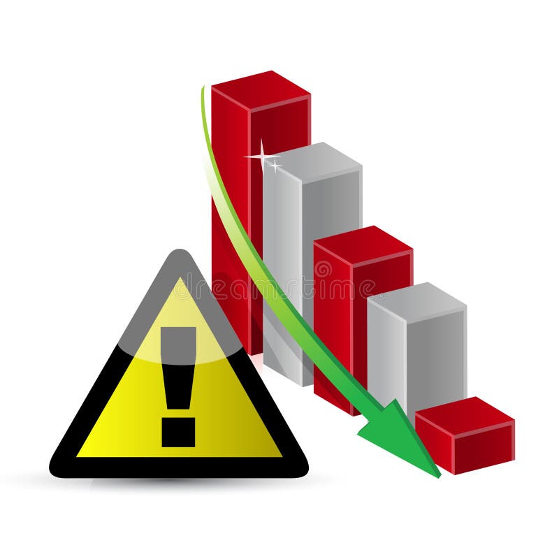 Warning Sign with a Failing Business Graph Stock Illustration ...