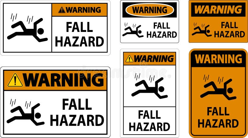 Warning Sign, Fall Hazard stock vector. Illustration of maintenance ...