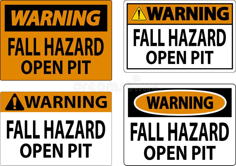 Warning Sign Fall Hazard - Open Pit Stock Vector - Illustration of coal ...
