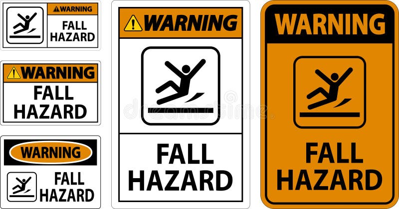 Warning Sign, Fall Hazard stock vector. Illustration of isolated ...