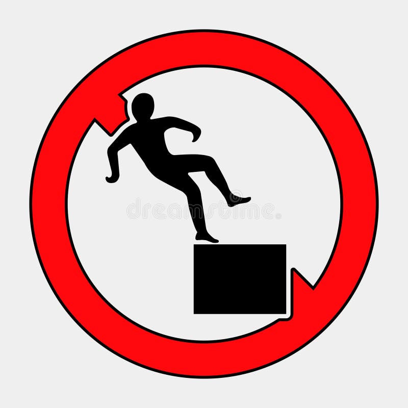 Warning Sign of Falling Hazard with Figure Outline Stock Vector ...