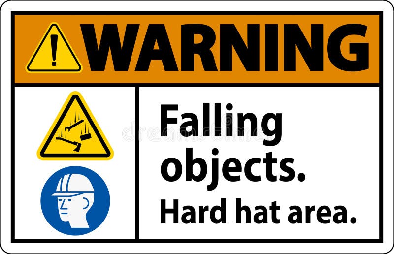 Warning Sign, Falling Objects Hard Hat Area Stock Vector - Illustration ...