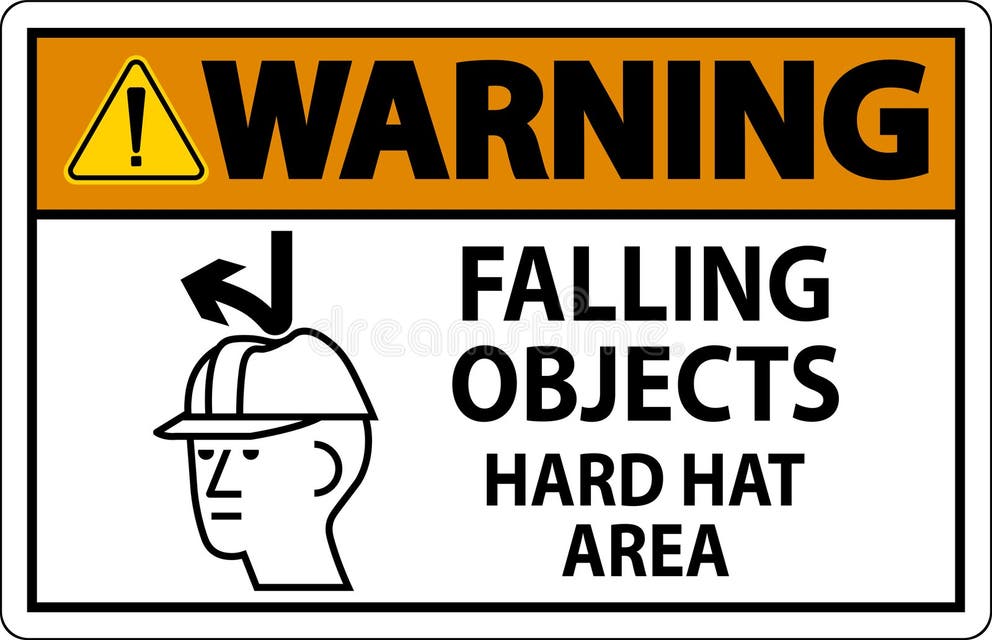 Warning Sign, Falling Objects Hard Hat Area Stock Vector - Illustration ...
