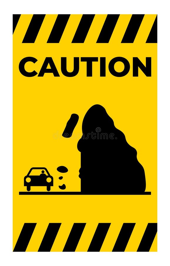 Warning Sign Falling Rocks, Snow or Ice Ahead Stock Vector ...