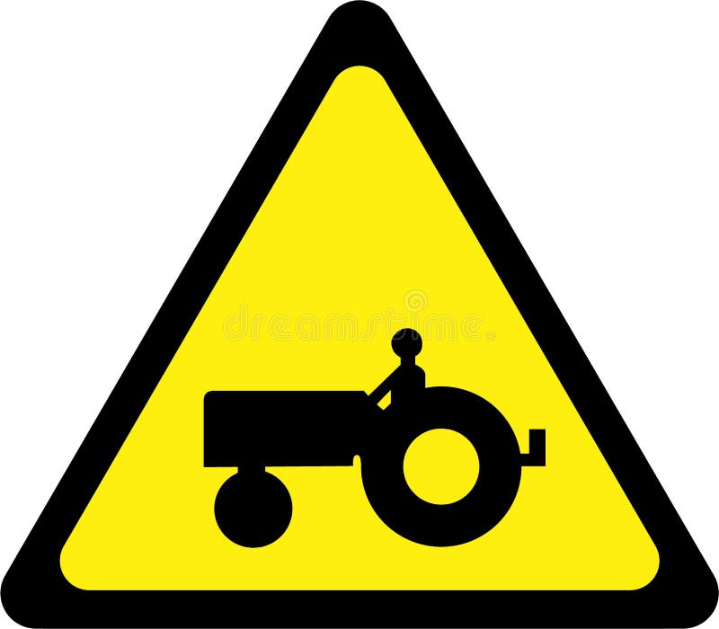 Warning Sign with Farm Tractor Stock Illustration - Illustration of ...