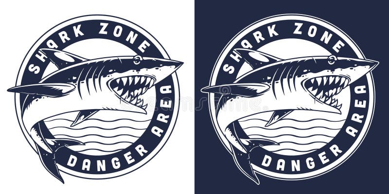 Warning Sign Featuring a Shark in Danger Area Stock Illustration ...