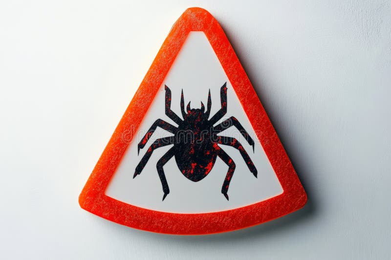 Warning Sign Featuring Spider Icon on White Background Stock ...