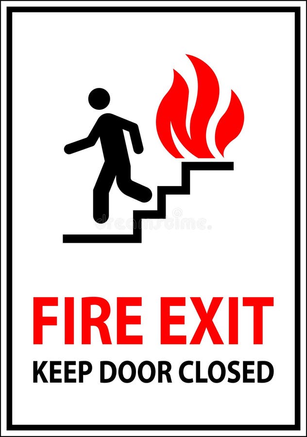 Warning Sign Fire Exit Keep Door Closed Stock Vector - Illustration of ...