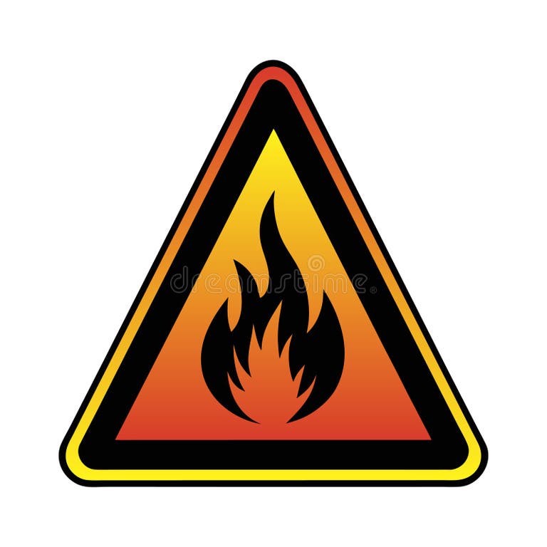 Warning Sign of Fire Hazard with Flames Inside a Triangle Stock ...