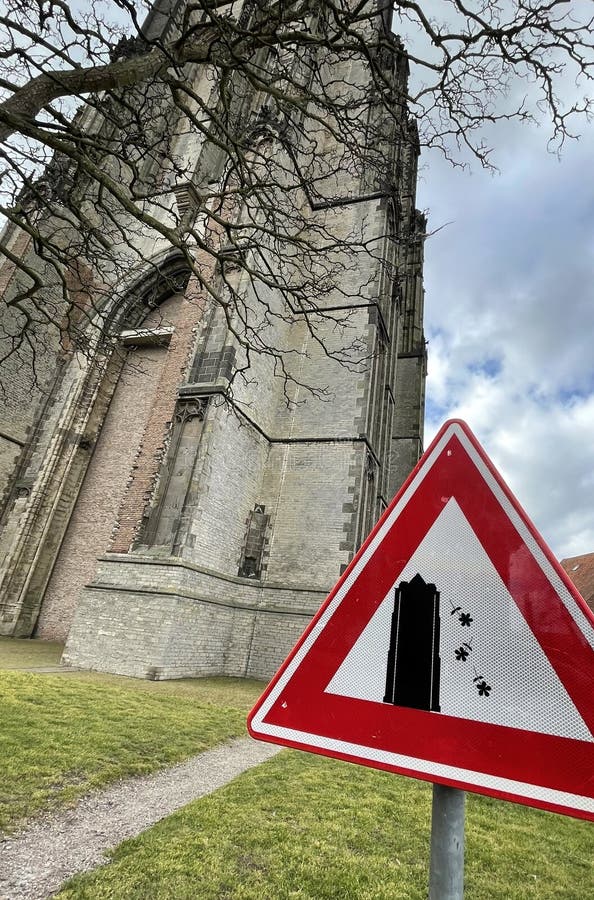 Warning Sign of Flowers Falling Down a Church Stock Image - Image of ...