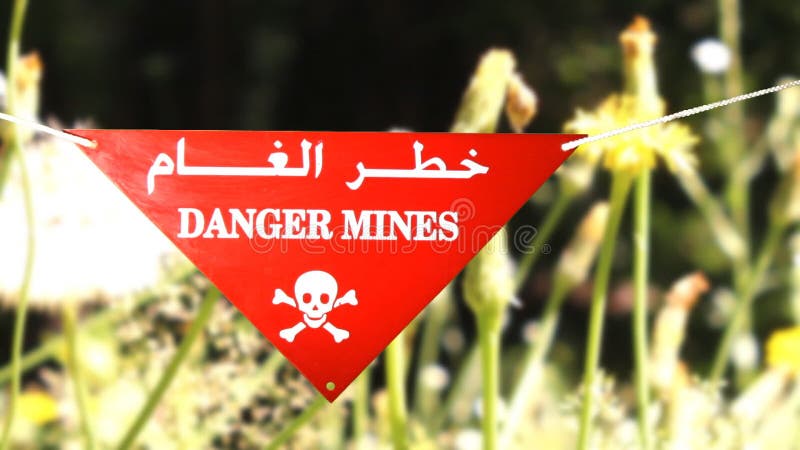 Warning Sign in Front of a Minefield Stock Footage - Video of mines ...