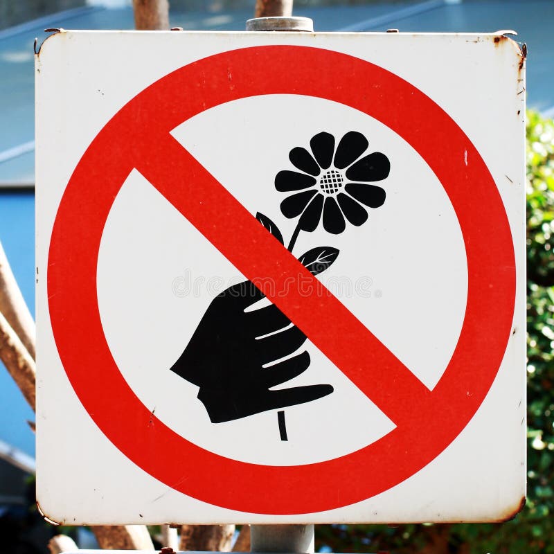 Warning sign in the garden stock image. Image of caution - 22286803