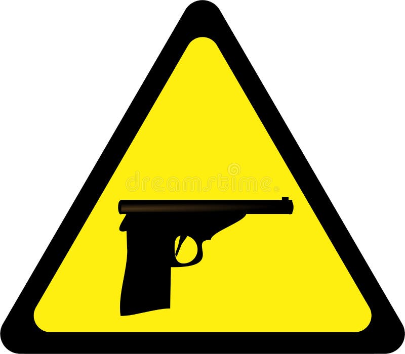 Attention Crime. Gun In Yellow Triangle. Road Sign Caution Weapon Stock ...