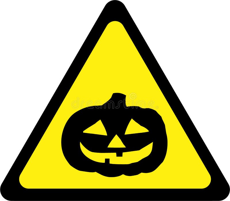 Warning Sign with Halloween Stock Illustration - Illustration of night ...