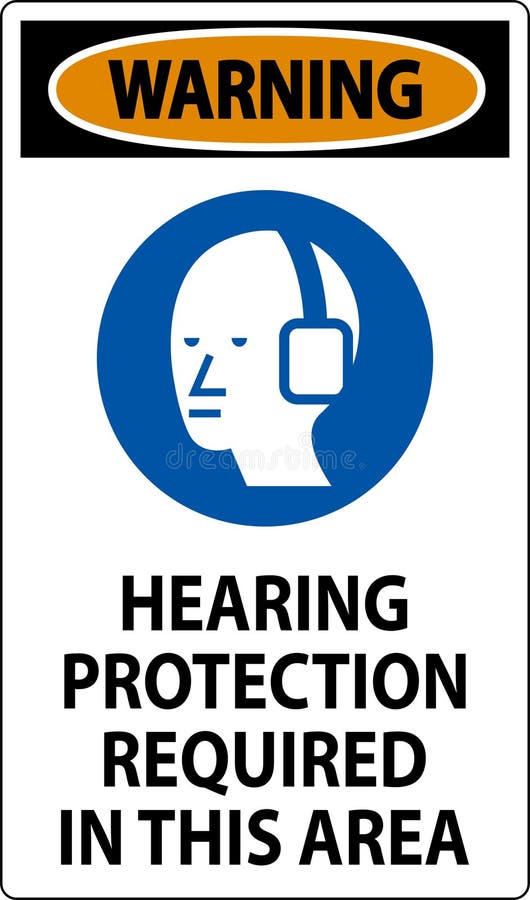 Warning Sign Hearing Protection Required in this Area Stock Vector ...
