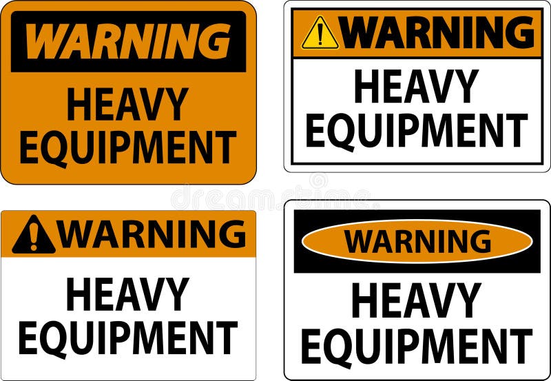 Warning Sign Heavy Equipment on White Background Stock Vector ...